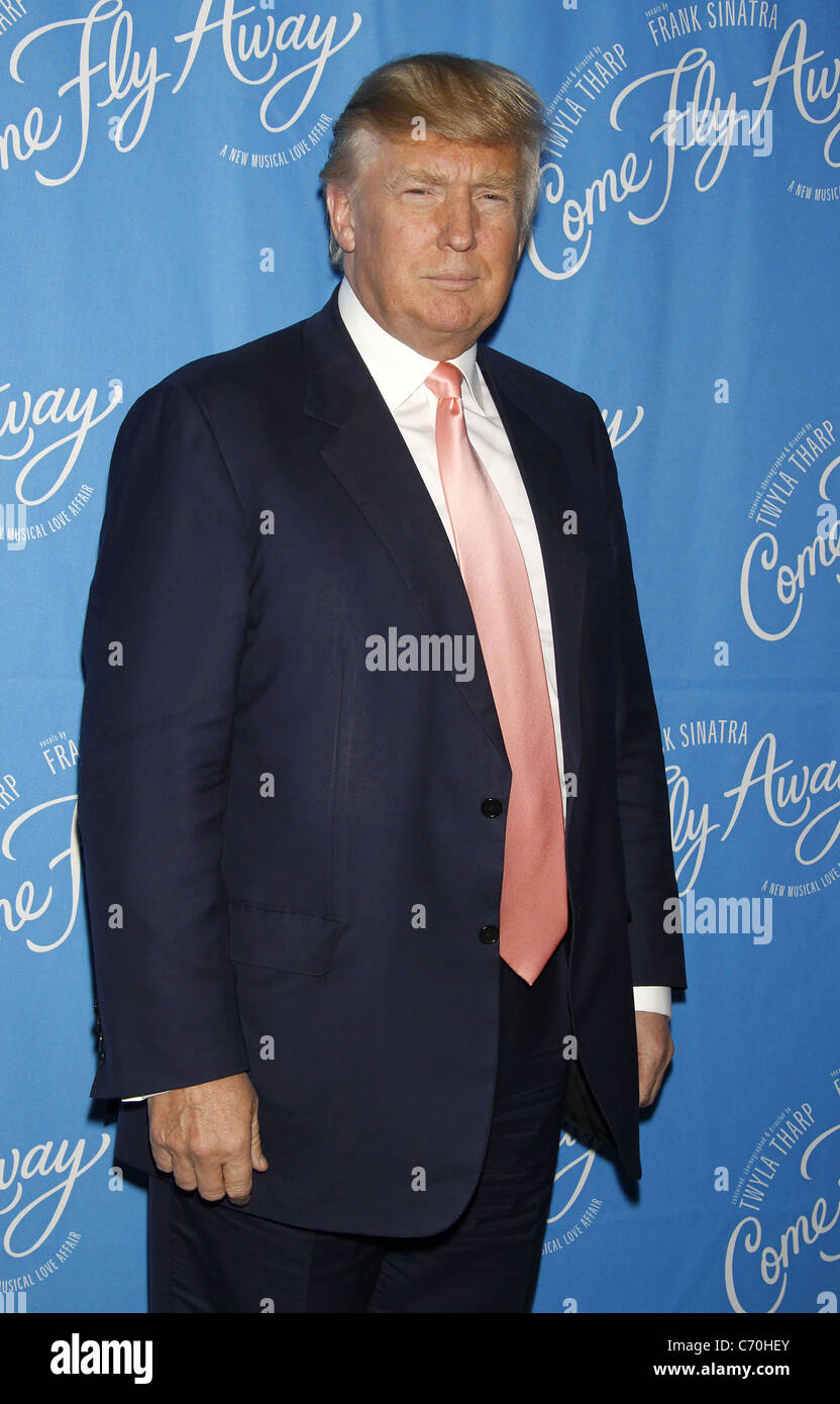 Donald Trump attending the opening night of the Broadway musical 'Come ...