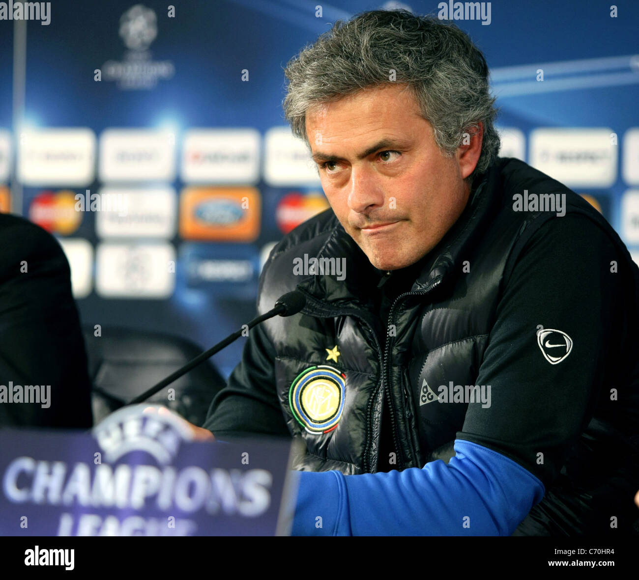 Jose Mourinho attends a press conference ahead of Inter Milan's second ...