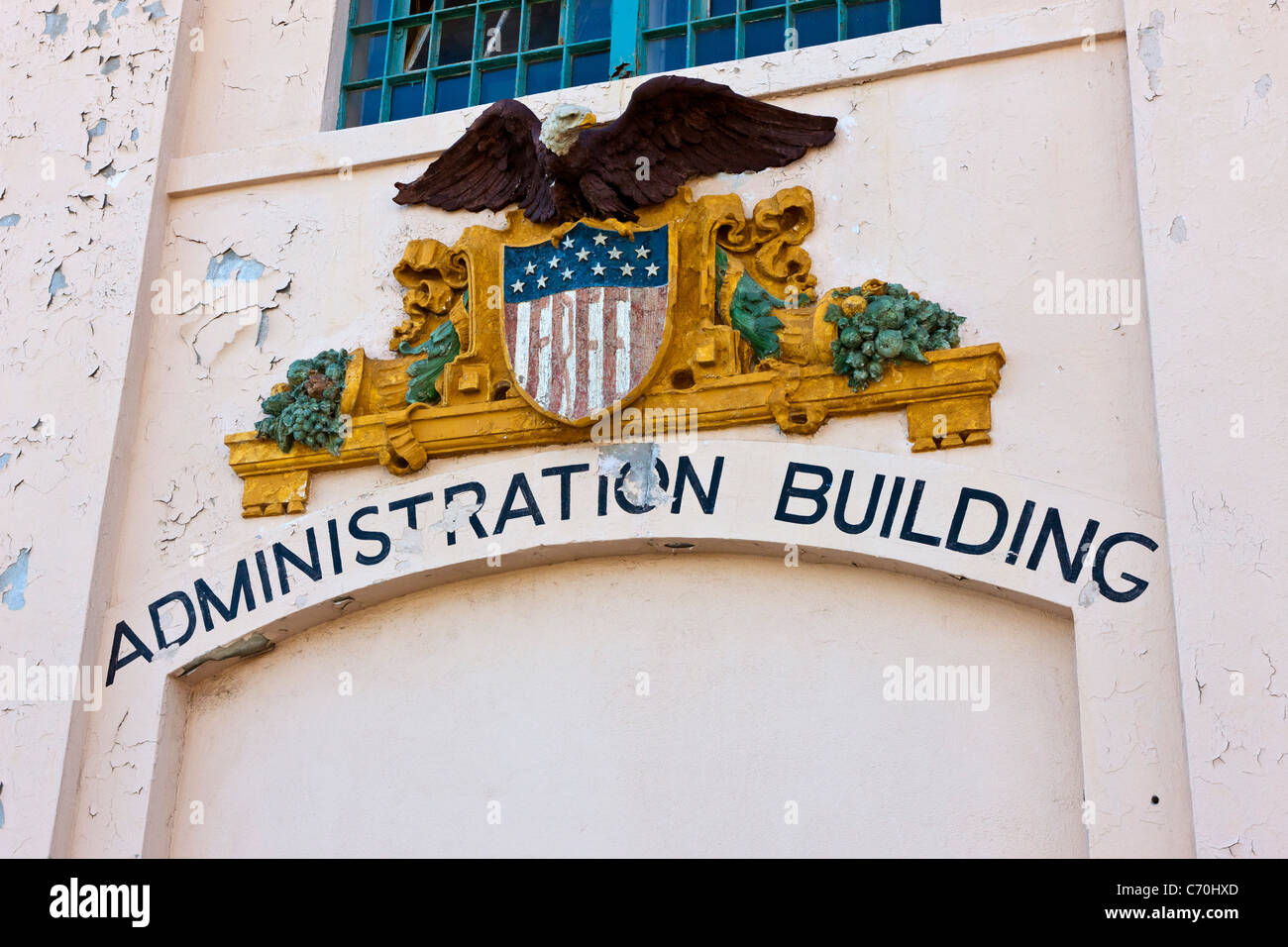 Entrance to Administration Building, Alcatraz Prison, Alcatraz Island ...