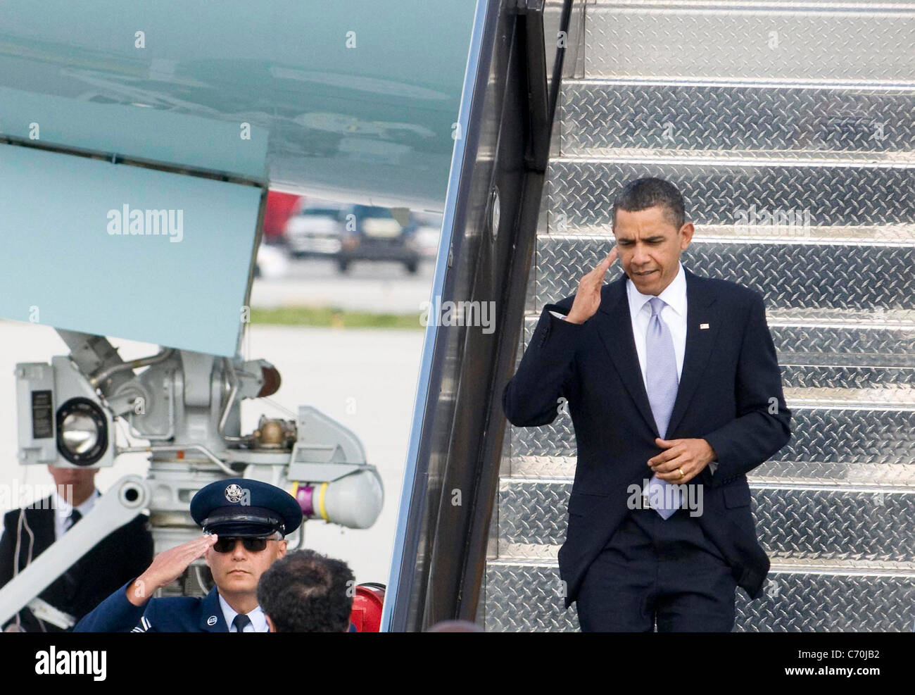 President Barack Obama arrives at Miami International Airport prior to ...