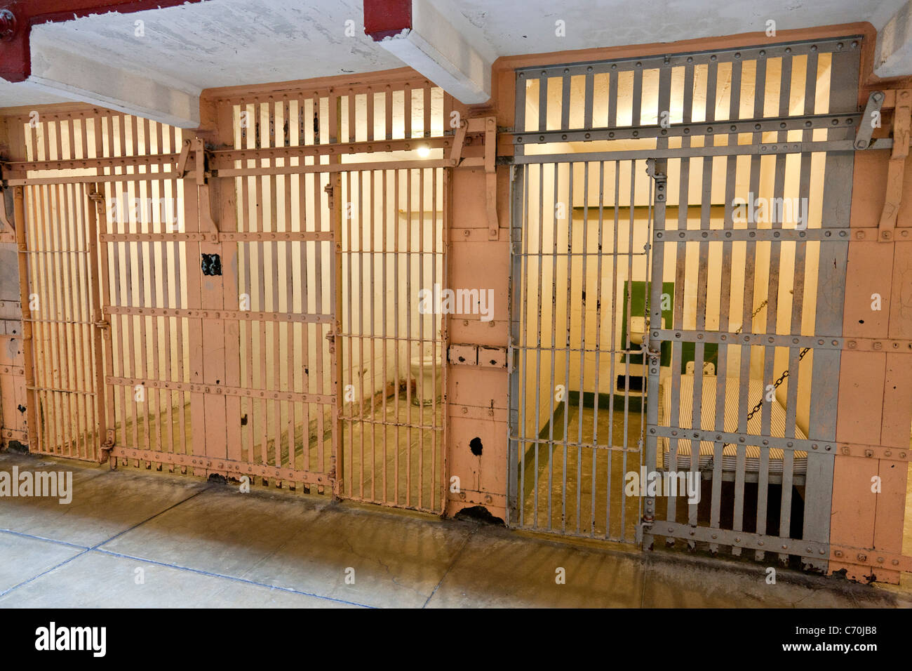 Prison cells in the main cellhouse at Alcatraz Prison, Alcatraz Island ...