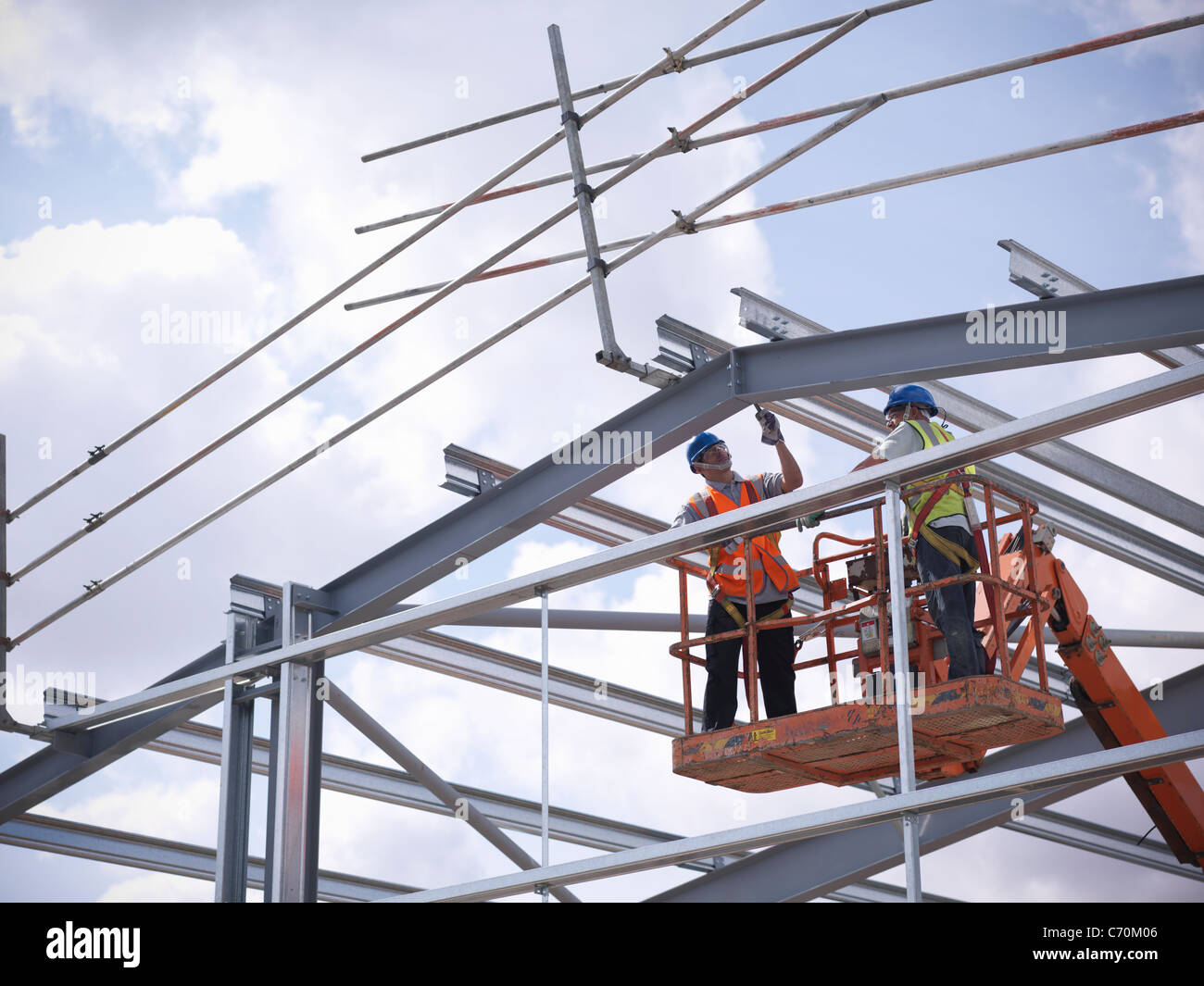 Worker Construction Site Standing Steel Girder High Resolution Stock ...