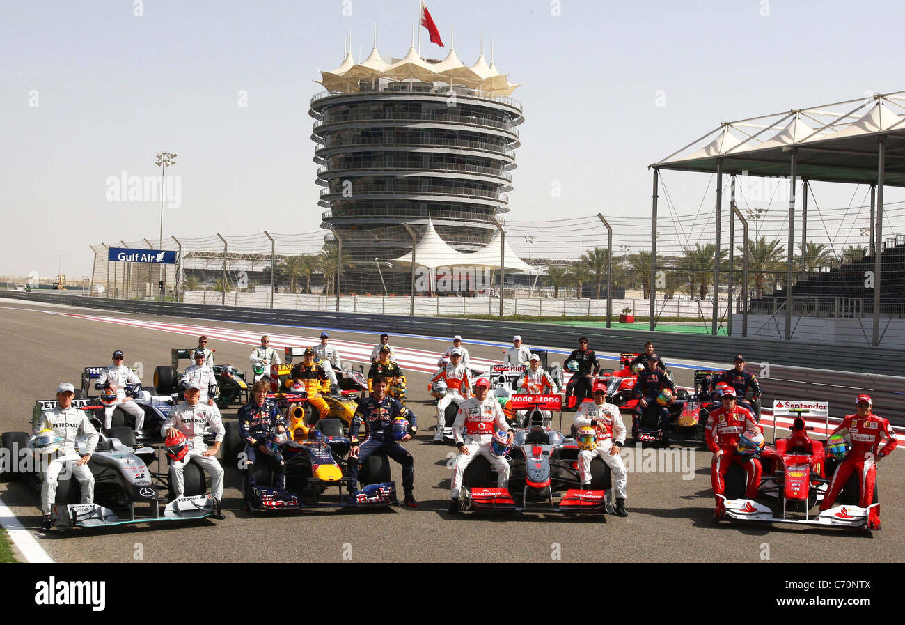 All drivers and cars Formula 1 Season 2010 at the Bahrain Grand Prix ...