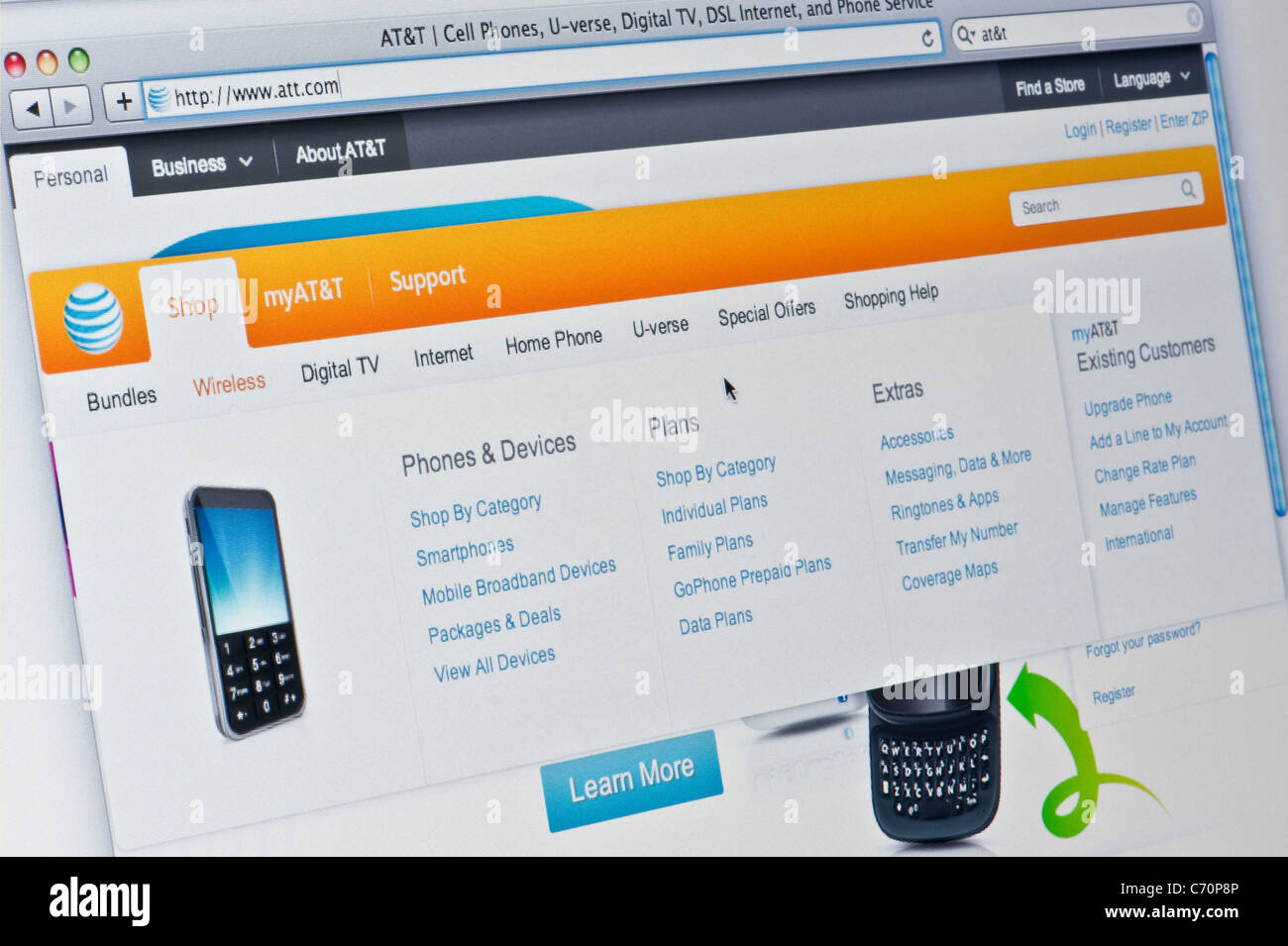 Close up of the AT&T logo as seen on its website. (Editorial use only ...