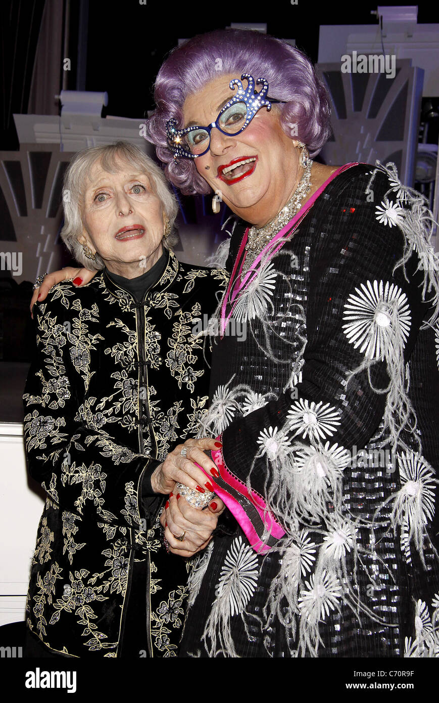 Celeste holm and dame edna everage backstage hi-res stock photography ...