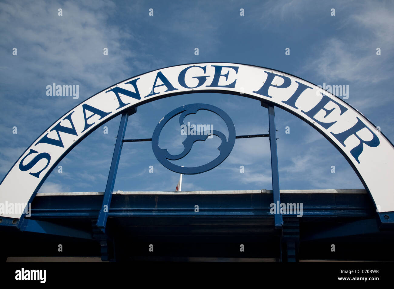 Swanage Pier Sign, Dorset, England, UK Stock Photo - Alamy