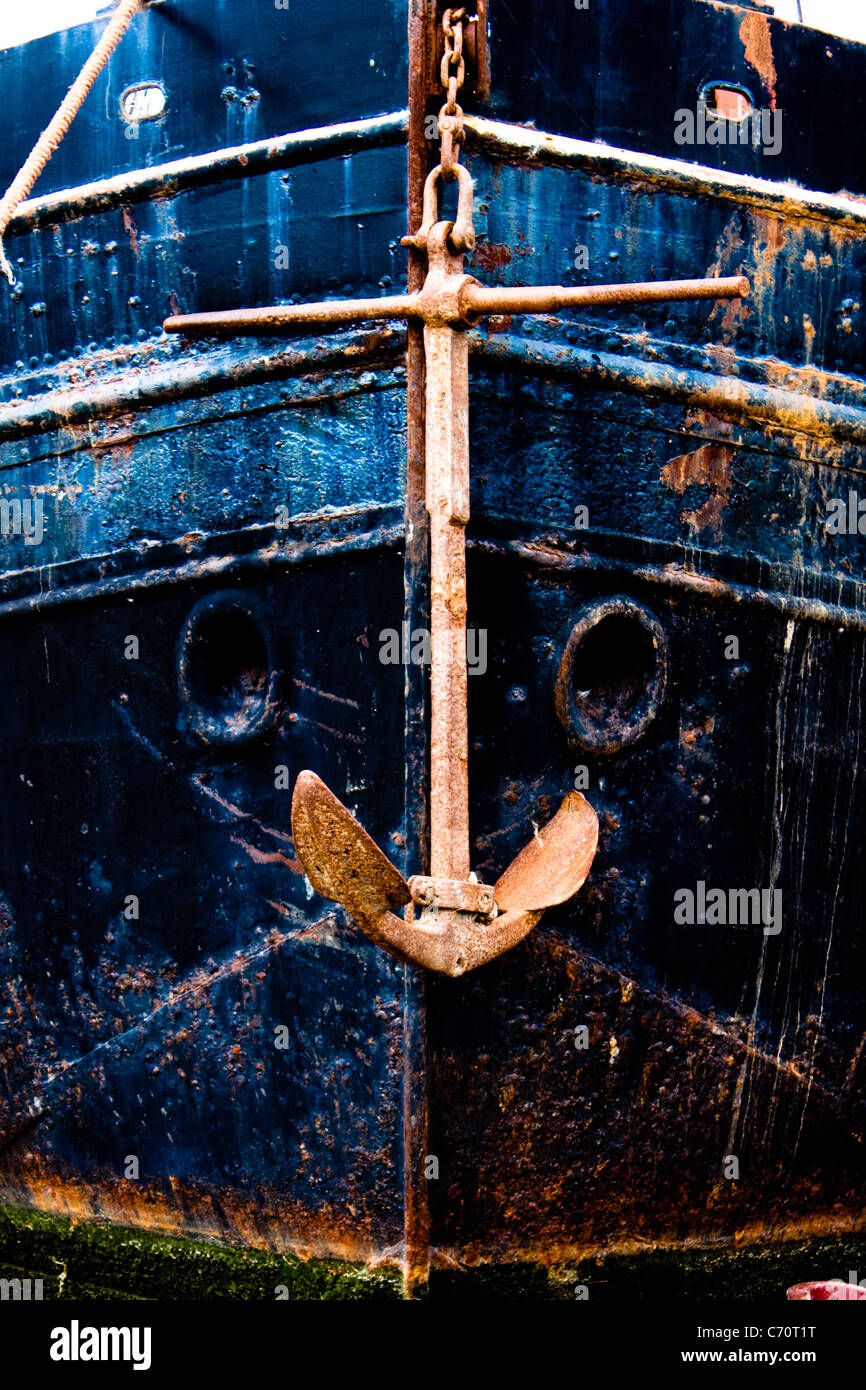 Anchor on barge Stock Photo - Alamy