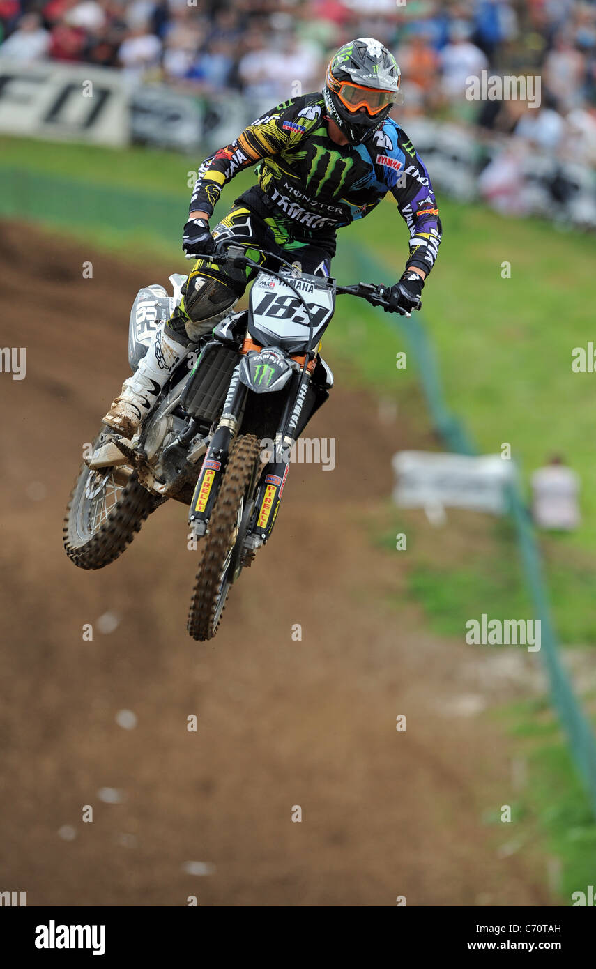 A Motocross Rider jumps through the air on an MX Bike Stock Photo - Alamy