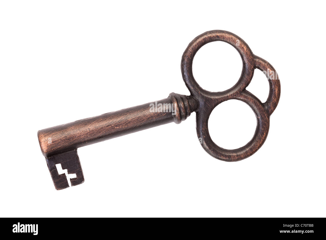 Old key isolated on white background Stock Photo - Alamy