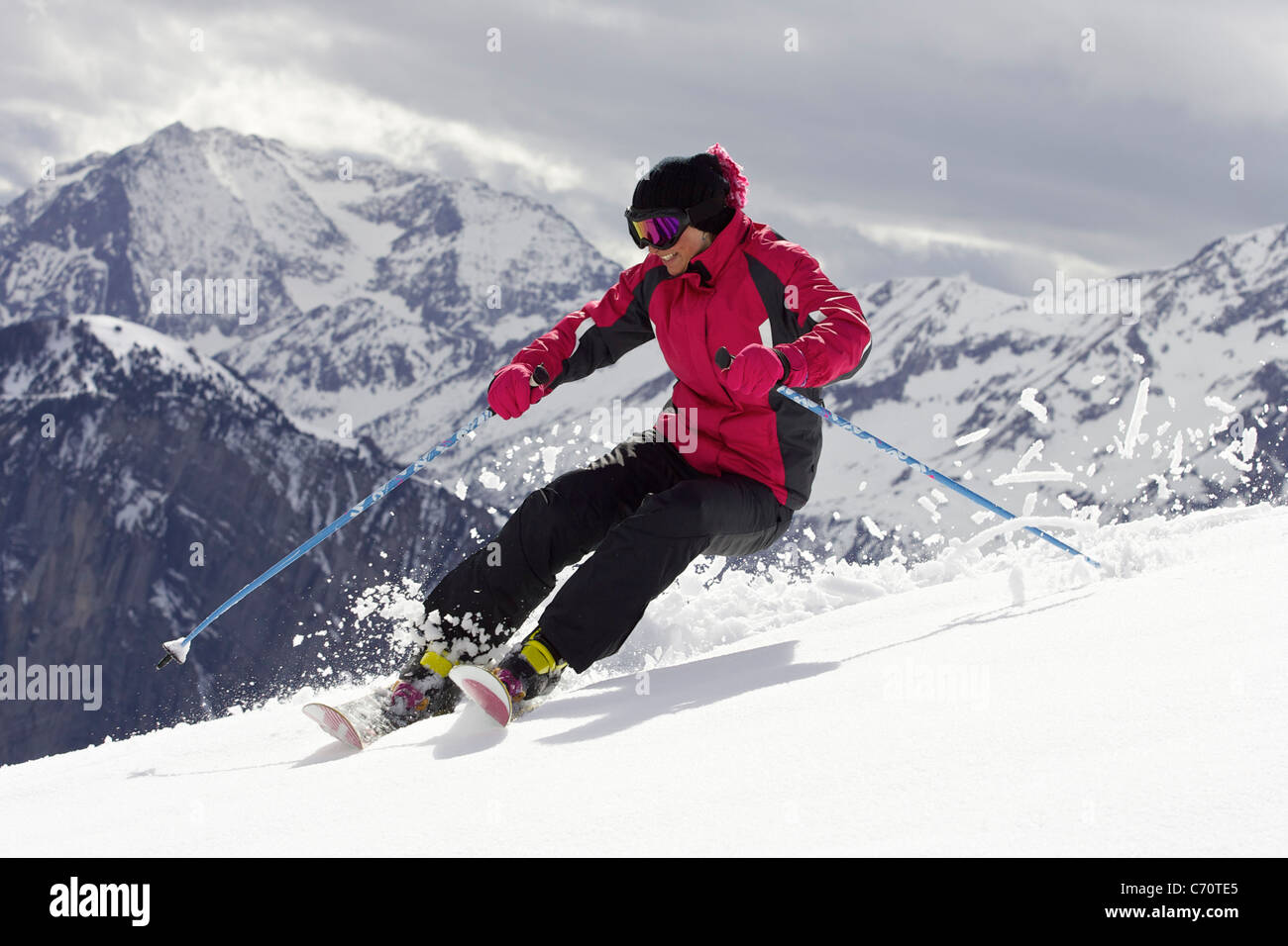 Skier doing tricks on slope Stock Photo - Alamy