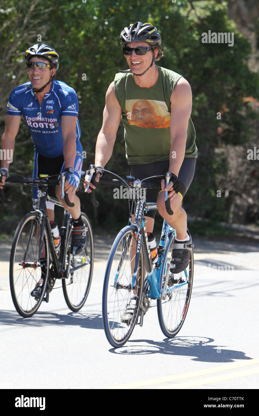 Matthew McConaughey was spotted on a bike ride with a friend in Malibu ...