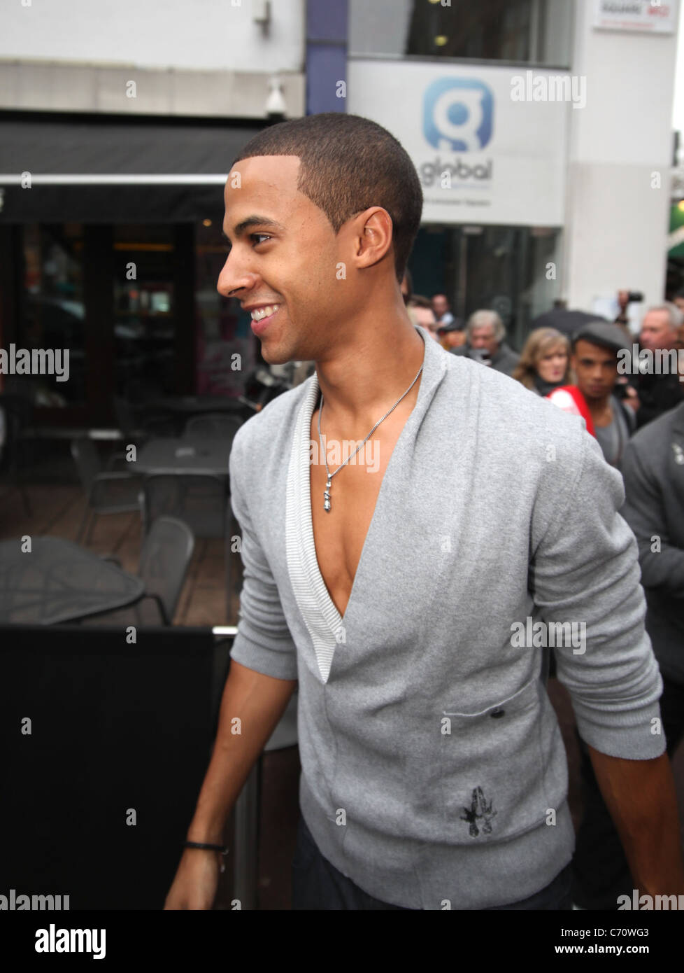Marvin Humes of JLS leaving the Capital Radio studios London, England ...