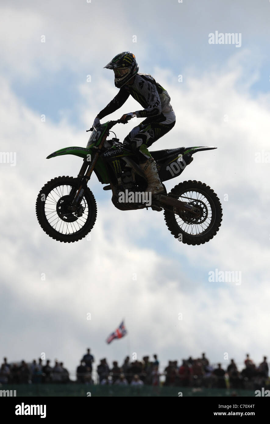 Silhouette motocross racer jumping on hi-res stock photography and ...