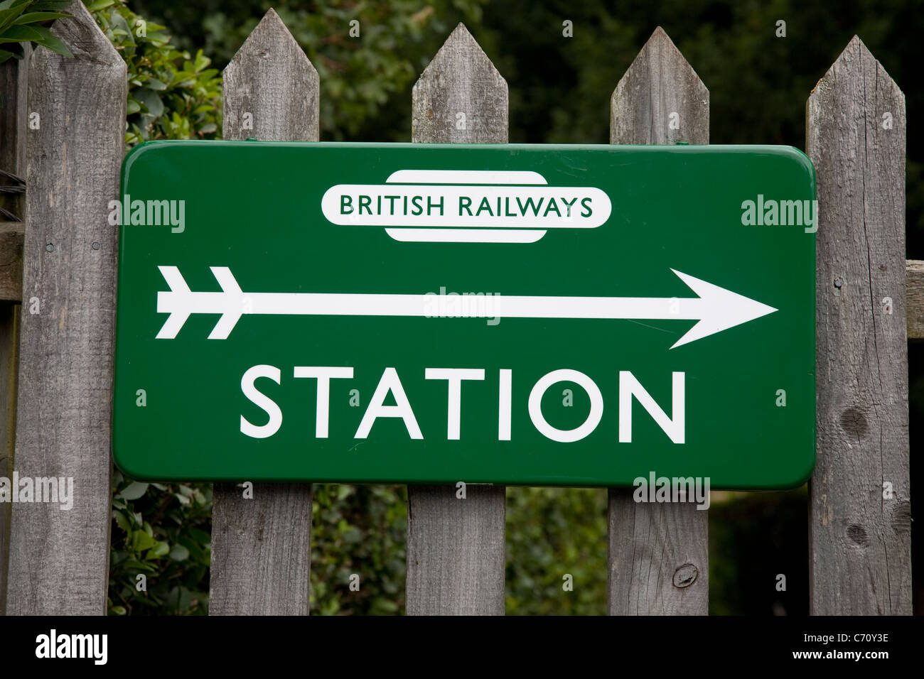 Green Bristish Railways Station Sign at Corfe Castle, Swanage Steam ...