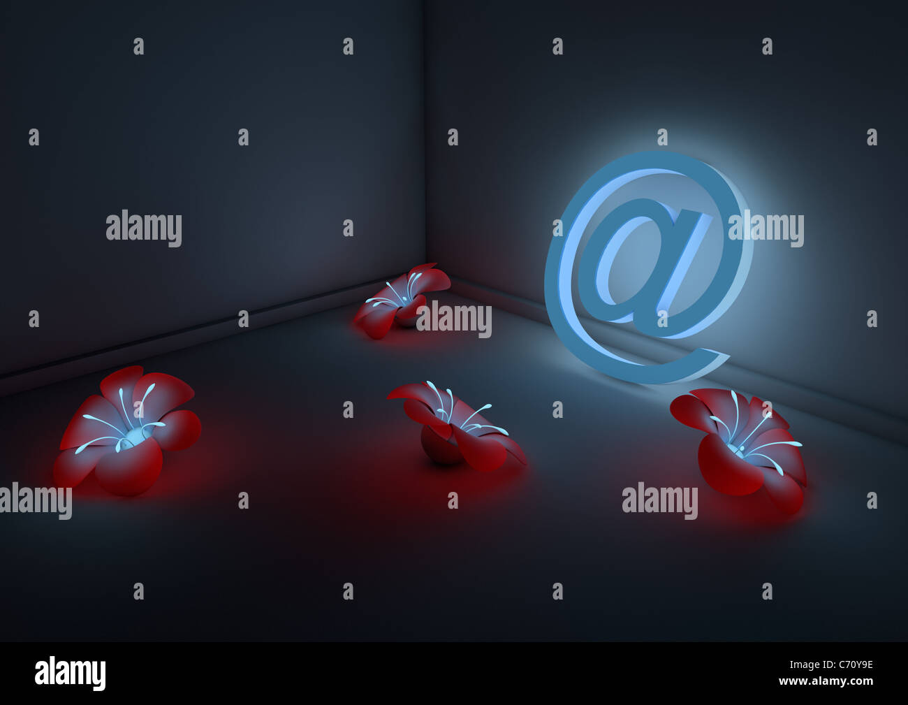render of an at sign with flower Stock Photo - Alamy