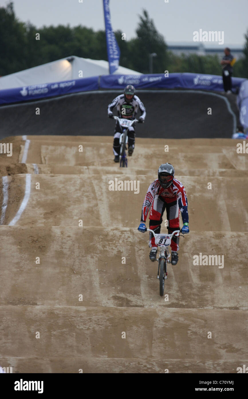 Sam Willoughby of Australia in mens BMX race at the Olympic park. Test ...