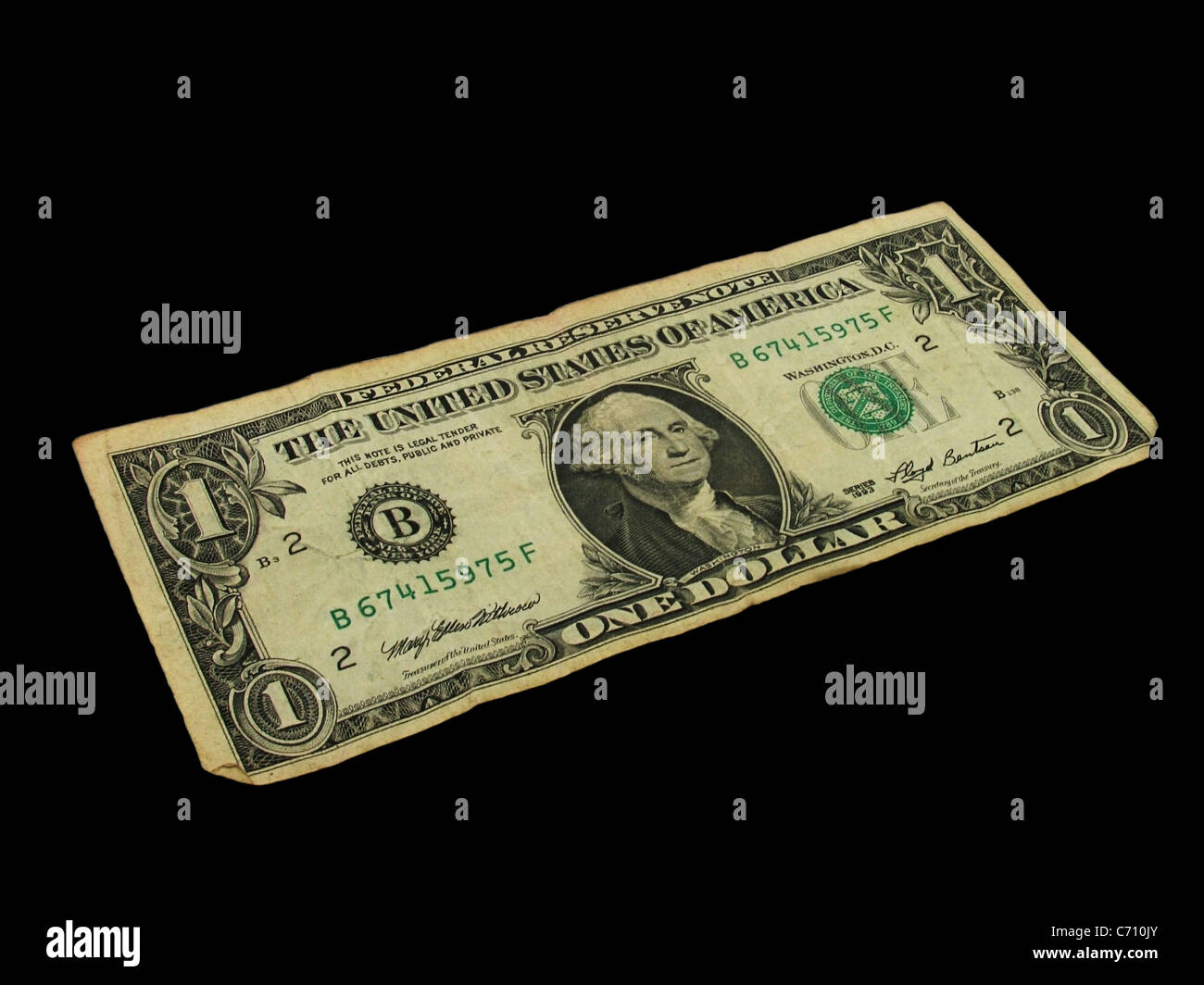 one dollar banknote over black Stock Photo - Alamy