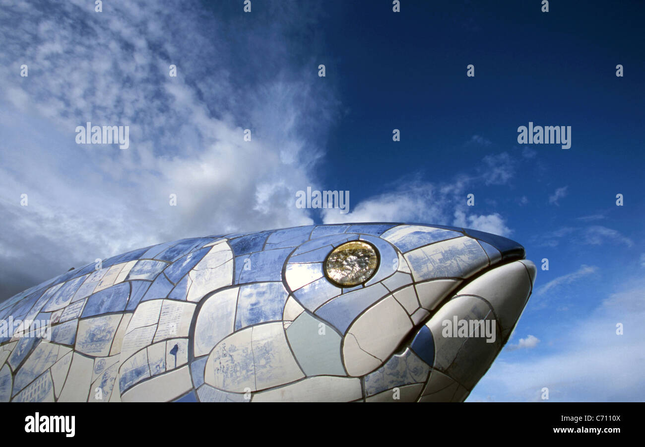 Fish sculpture on the Lagan waterfront in Belfast Stock Photo - Alamy