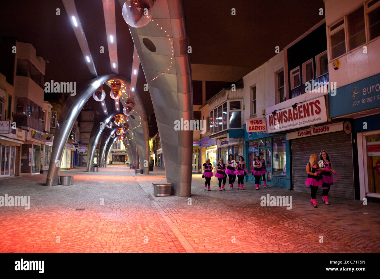 A hen party participants in the city centre on a night out in Blackpool ...