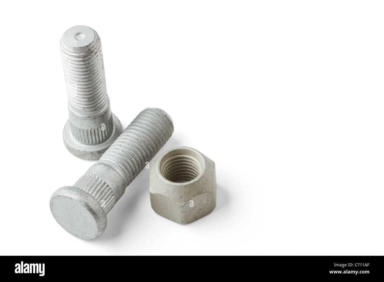 Wheel bolts and nut isolated on a white background Stock Photo - Alamy