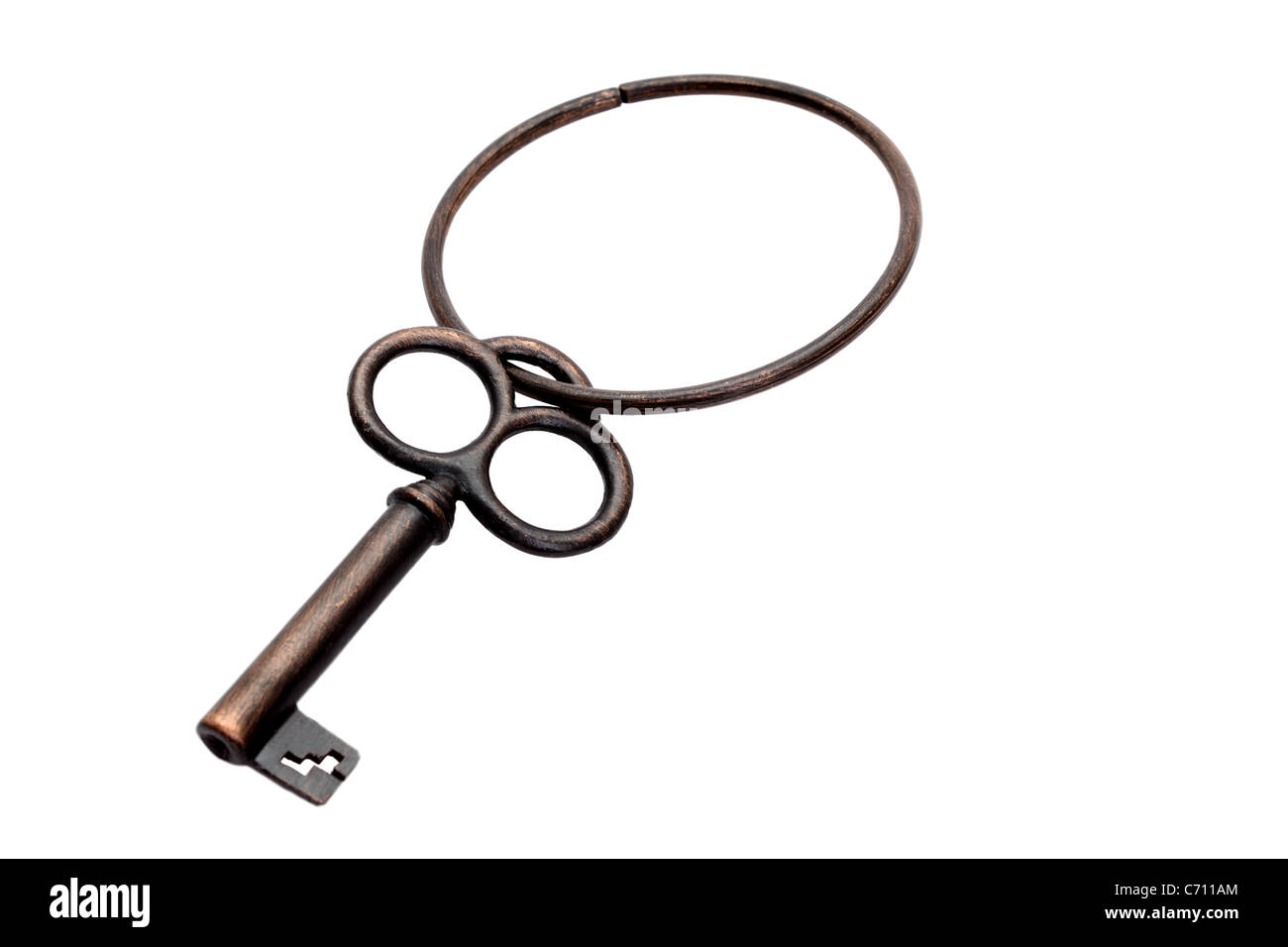 Old key isolated on white background Stock Photo - Alamy