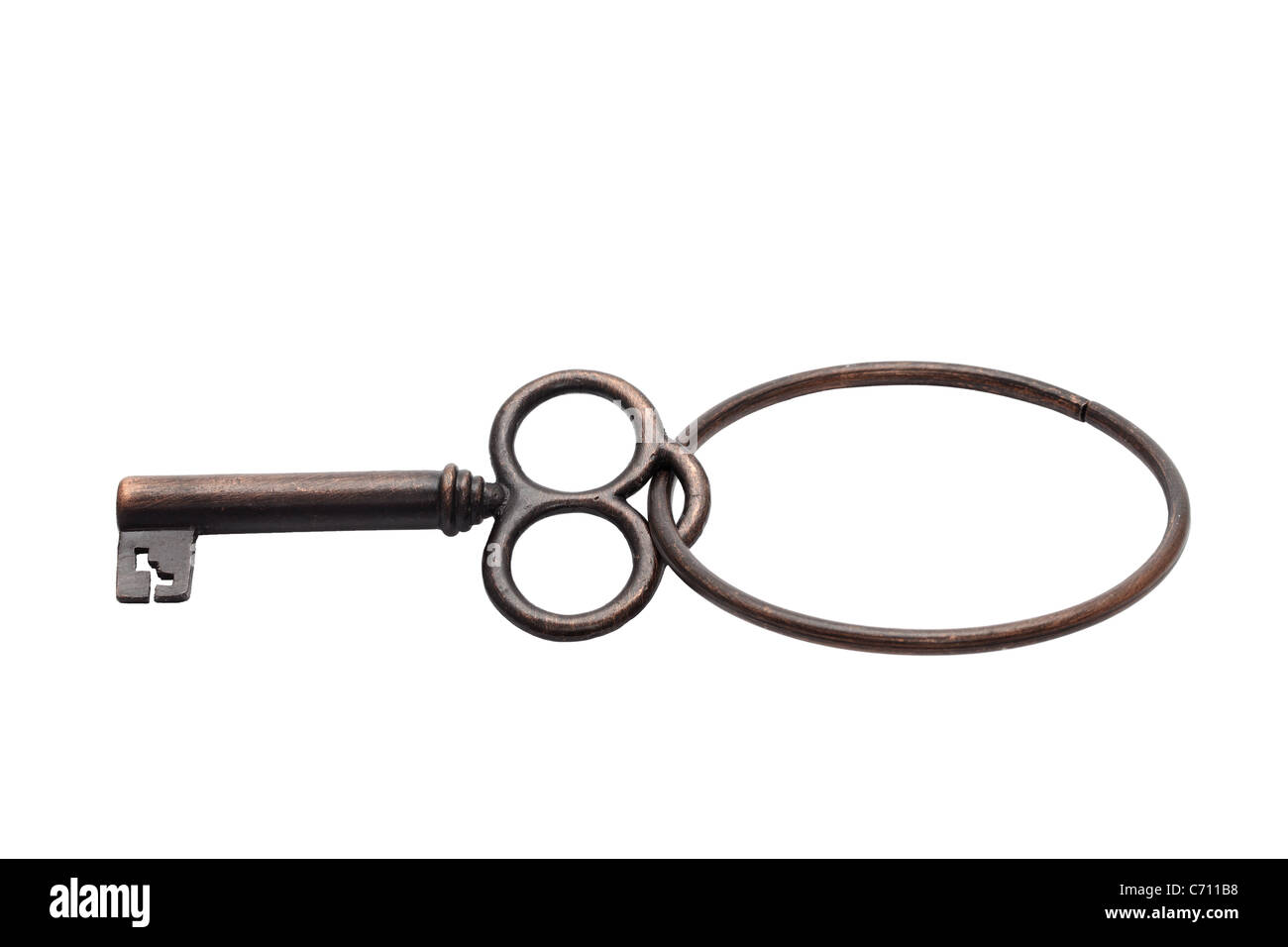 Old key isolated on white background Stock Photo - Alamy