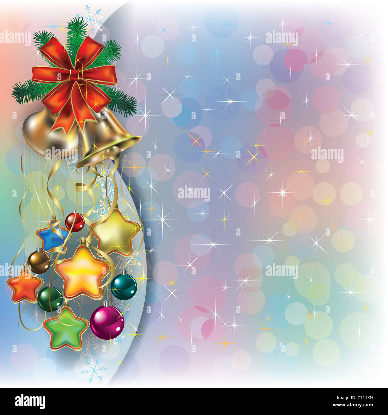 Abstract Christmas background with decorations and ribbons Stock Photo ...