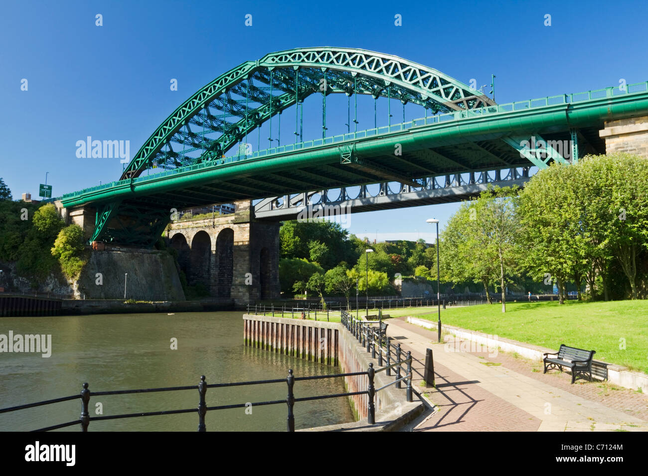 The Wearmouth road and railway bridges over the River Wear in ...