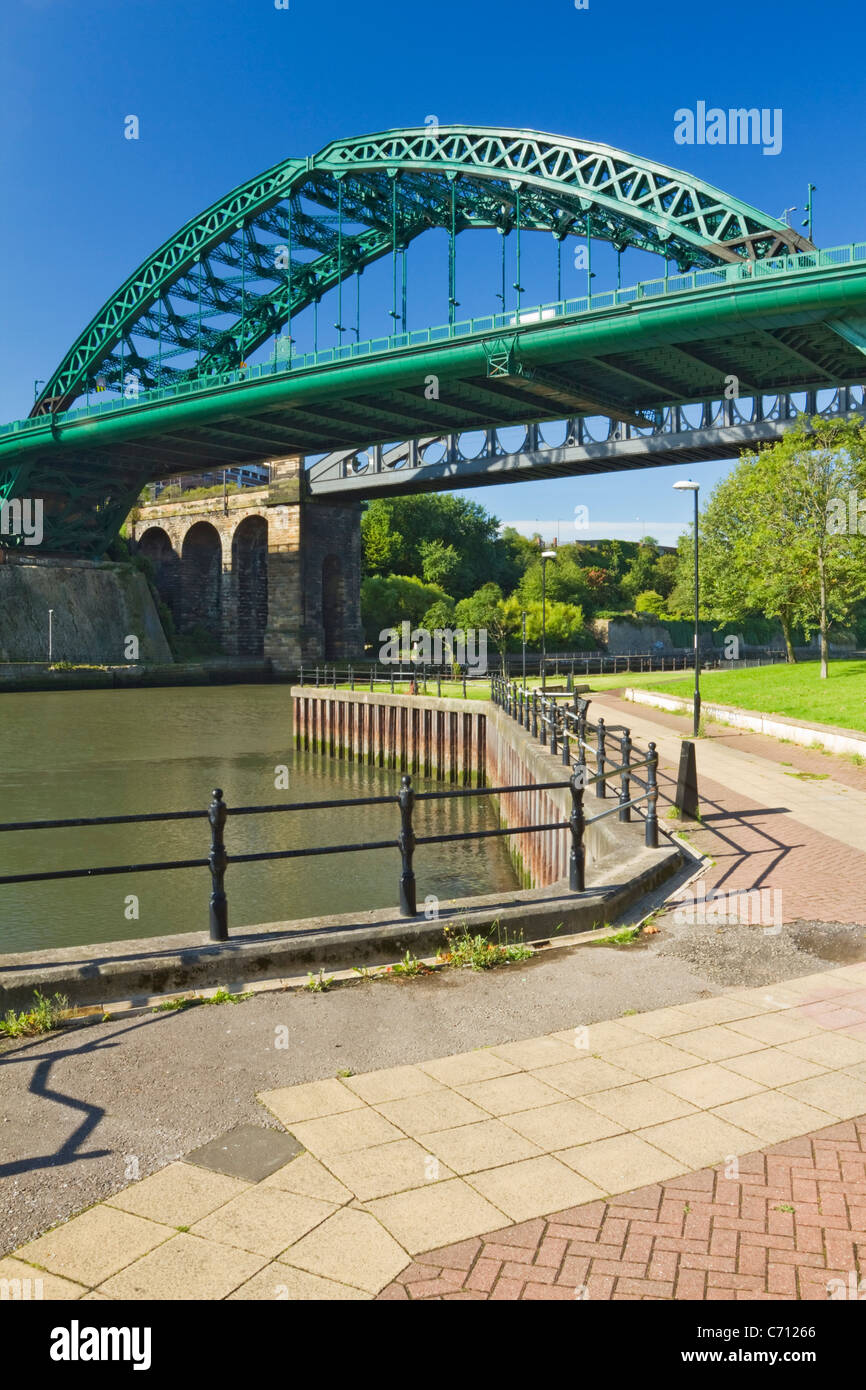 The Wearmouth road and railway bridges over the River Wear in ...