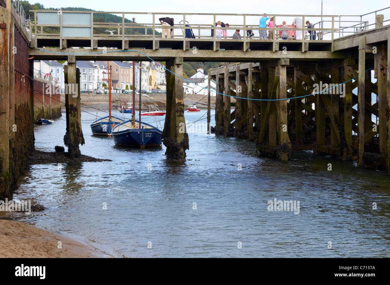The sea-front t Aberdyfi at the mouth of the estuary of River Dyfi in ...