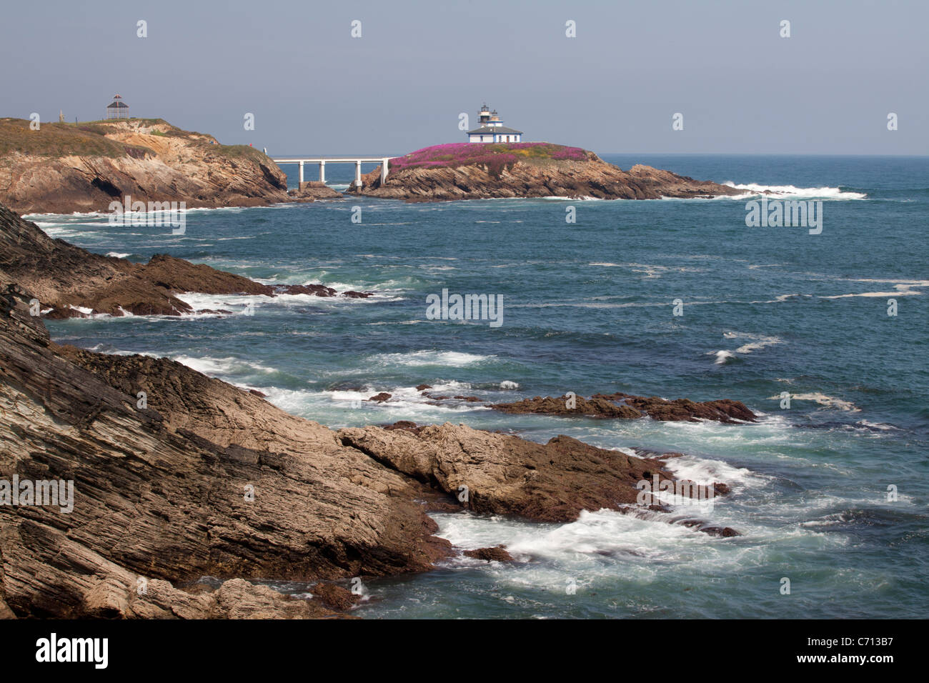 Lighthouse of Illa Pancha, Ribadeo, Lugo, Galicia, Spain Stock Photo ...