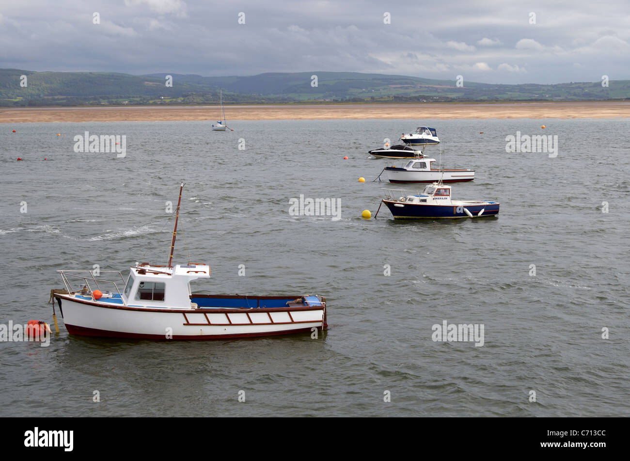 The sea-front t Aberdyfi at the mouth of the estuary of River Dyfi in ...