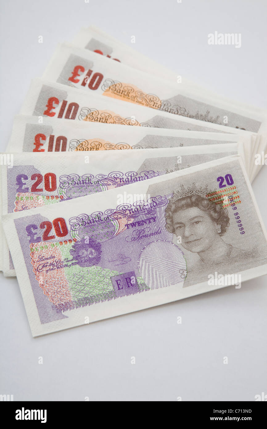 20 and 10 Sterling pound notes Stock Photo - Alamy