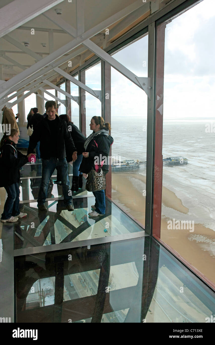 People experiencing the Blackpool Tower Eye Glass floor Skywalk Stock ...