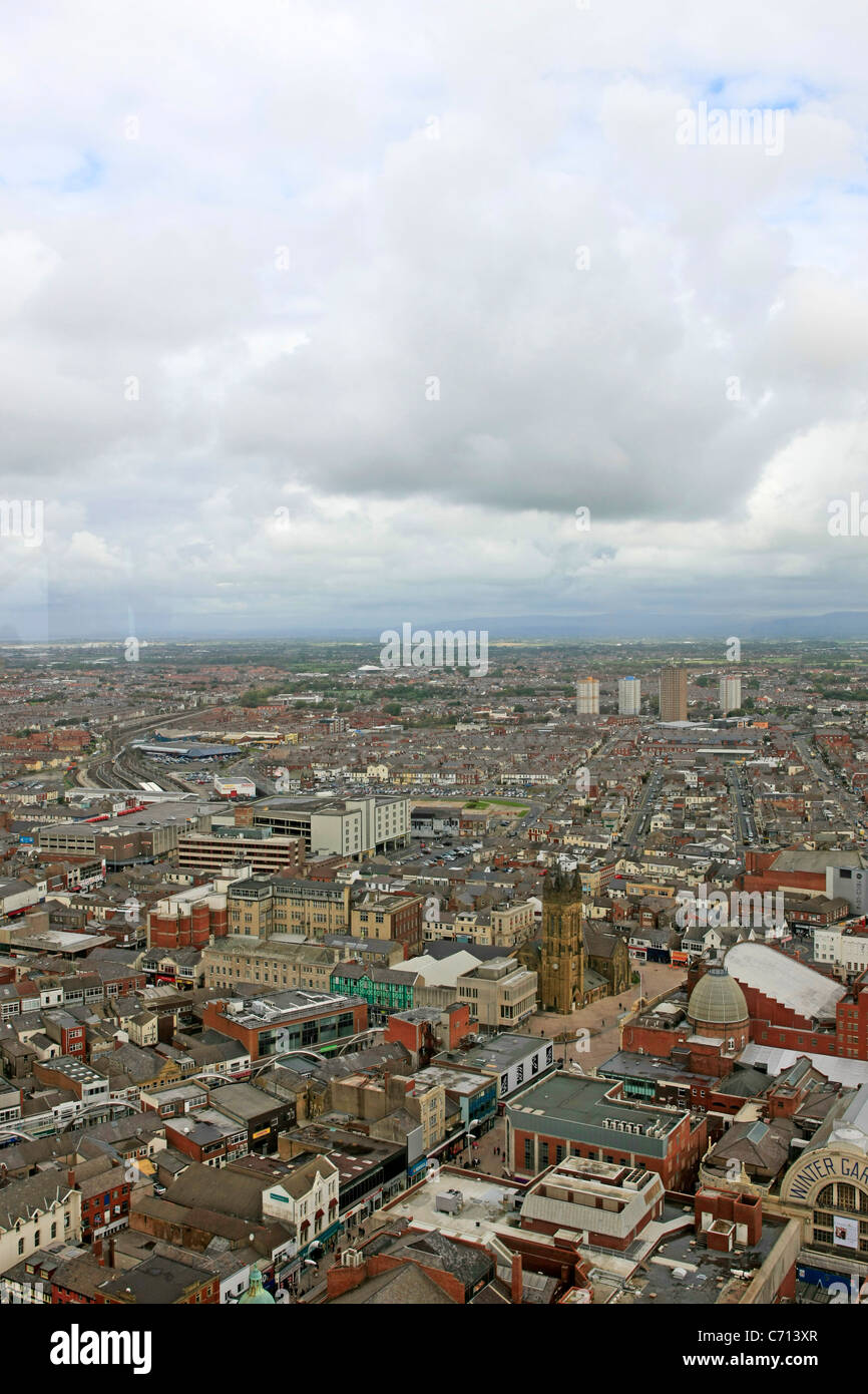 Birds eye View of Blackpool from the top of the Tower looking Eastwards ...