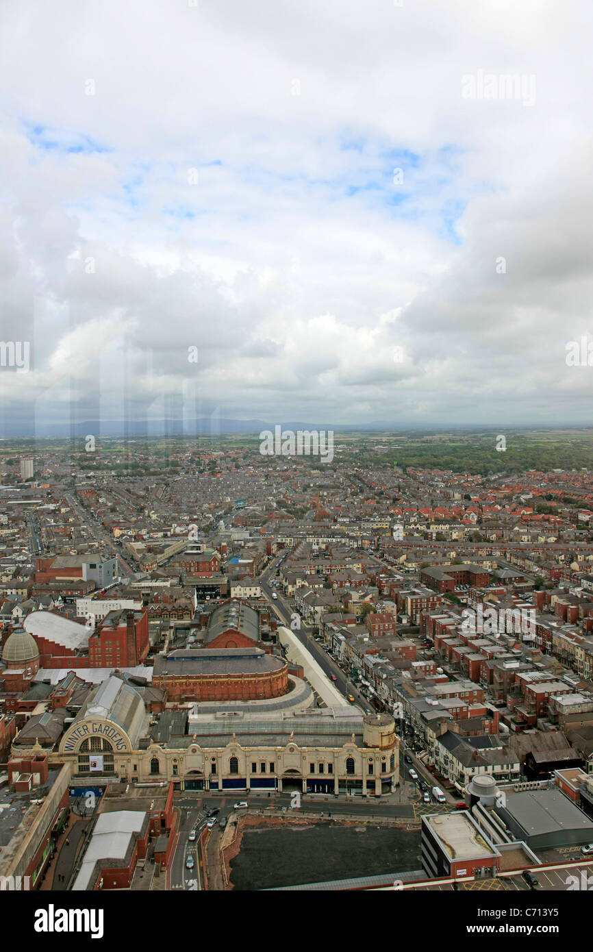 Birds eye View of Blackpool from the top of the Tower looking Eastwards ...