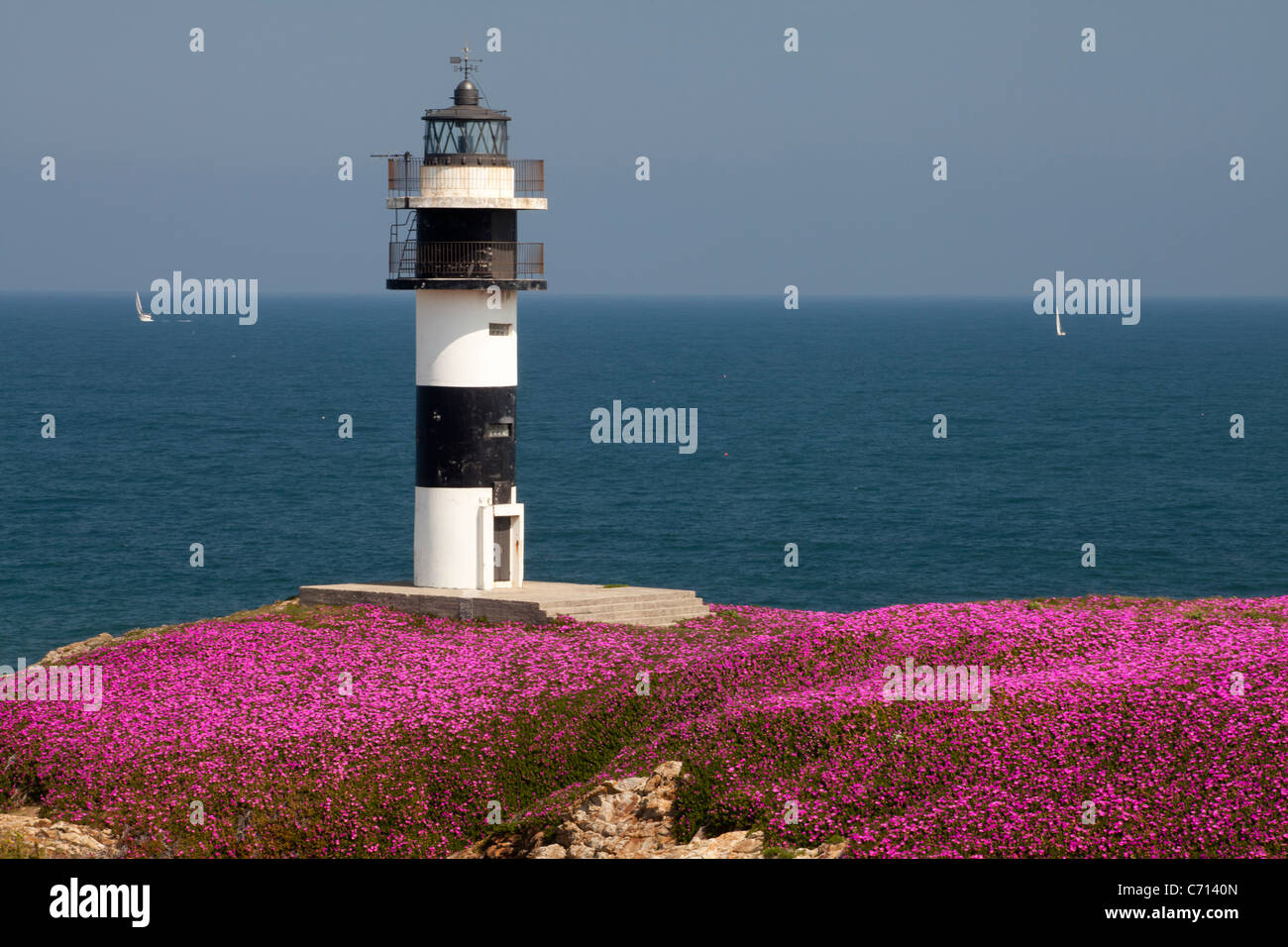Lighthouse of Illa Pancha, Ribadeo, Lugo, Galicia, Spain Stock Photo ...