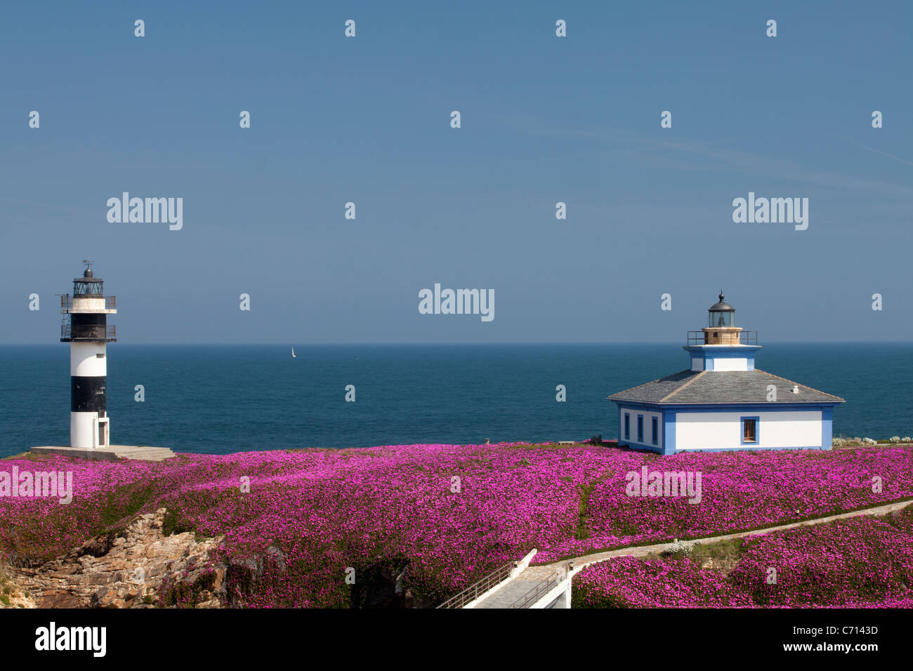 Lighthouse of Illa Pancha, Ribadeo, Lugo, Galicia, Spain Stock Photo ...