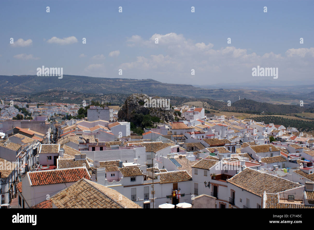 OLVERA TYPICAL SPANISH WHITE VILLAGE VIEW SPAIN ANDALUCIA WITH OLIVE ...