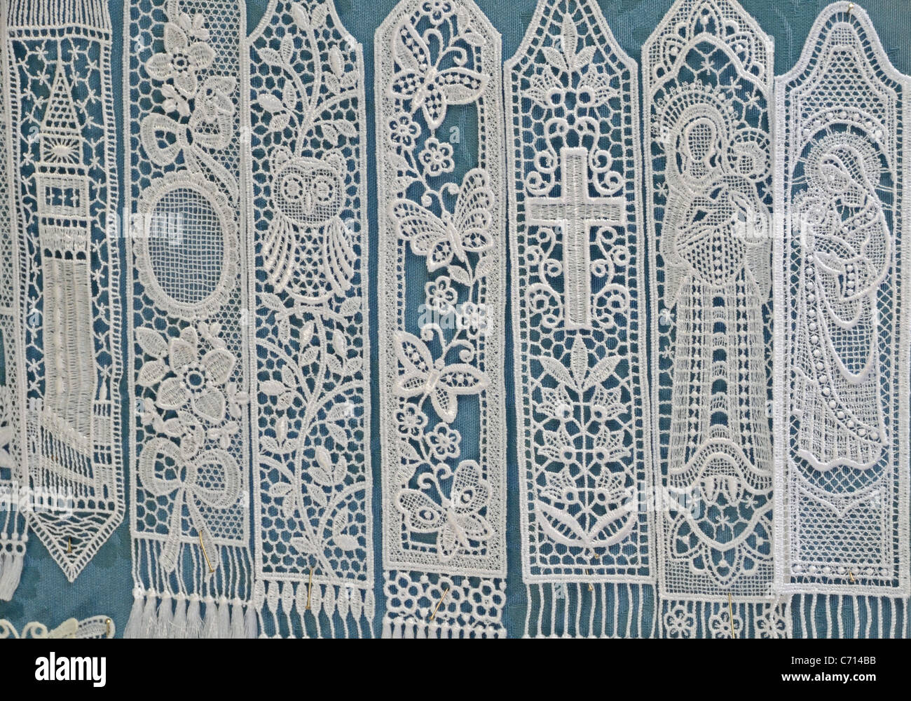 Lace bookmarks, Burano, Venice, Italy Stock Photo - Alamy