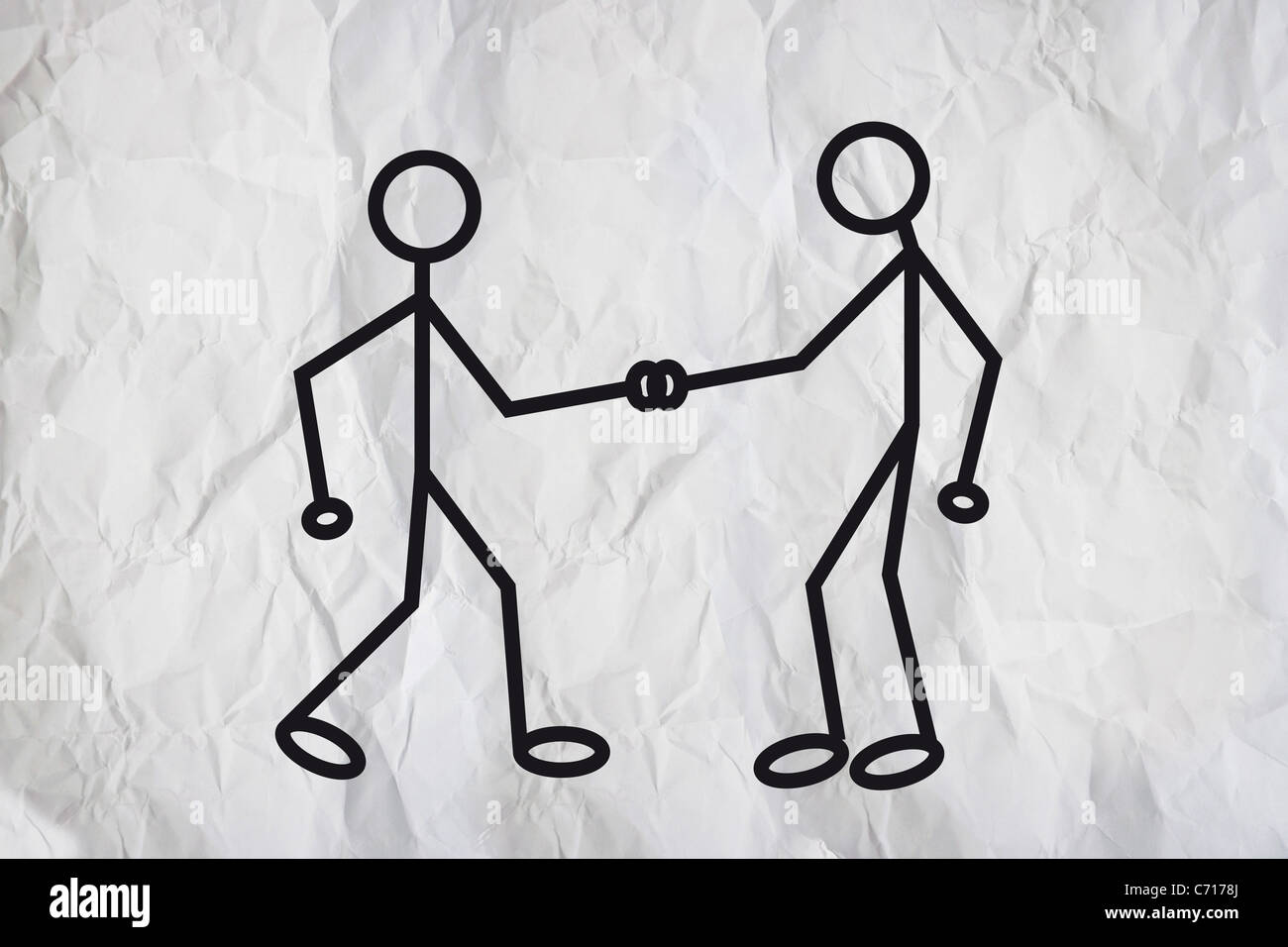 Illustration of two humanoid figures shaking hands and greeting each ...