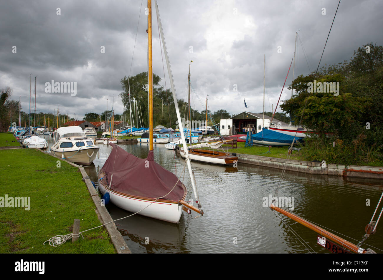 Tradition sailing yachts moored Hickling in the staithe and boat yards ...