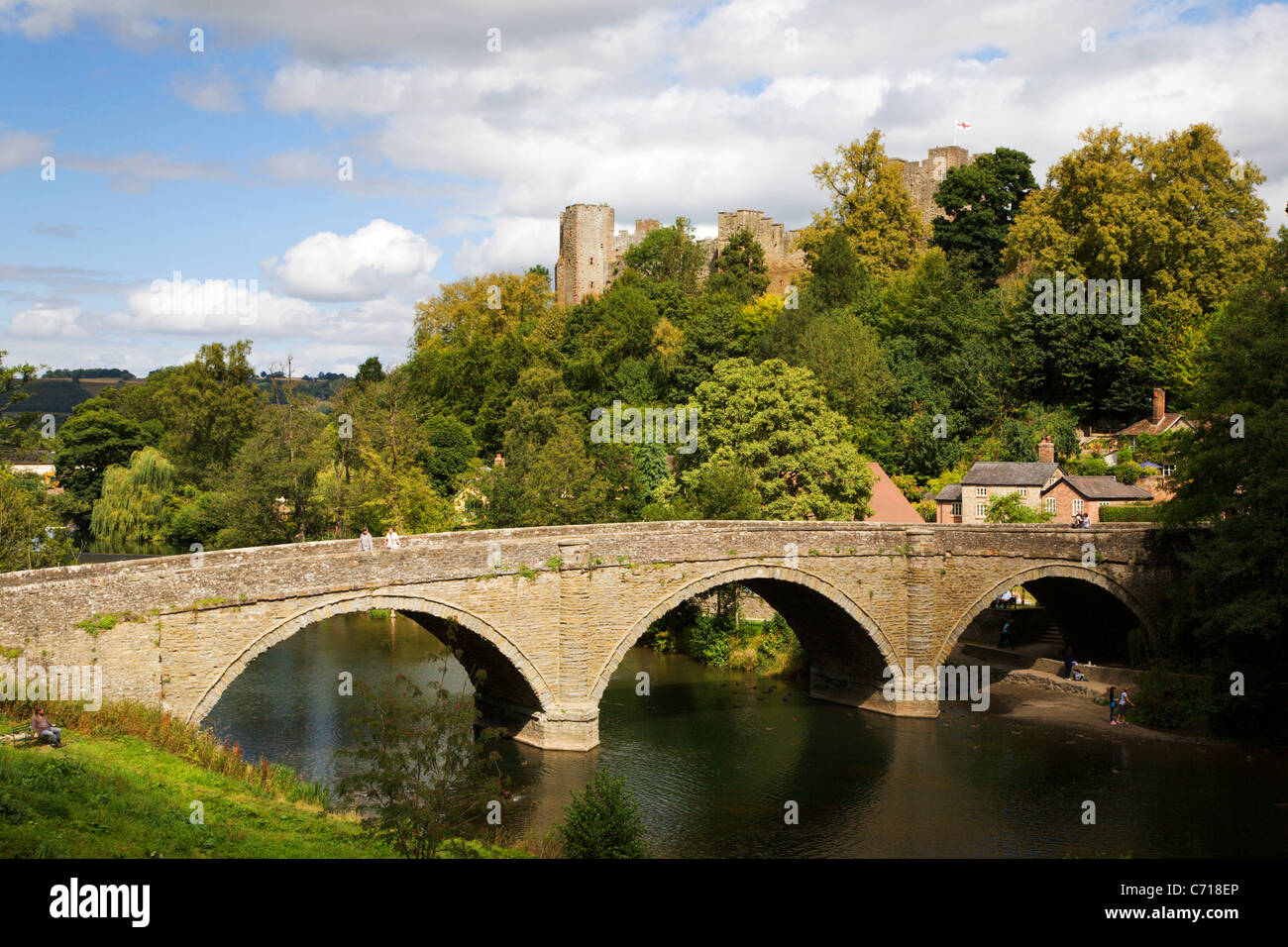 Dinham Bridge over The Teme and Ludlow Castle Ludlow Shropshire England ...