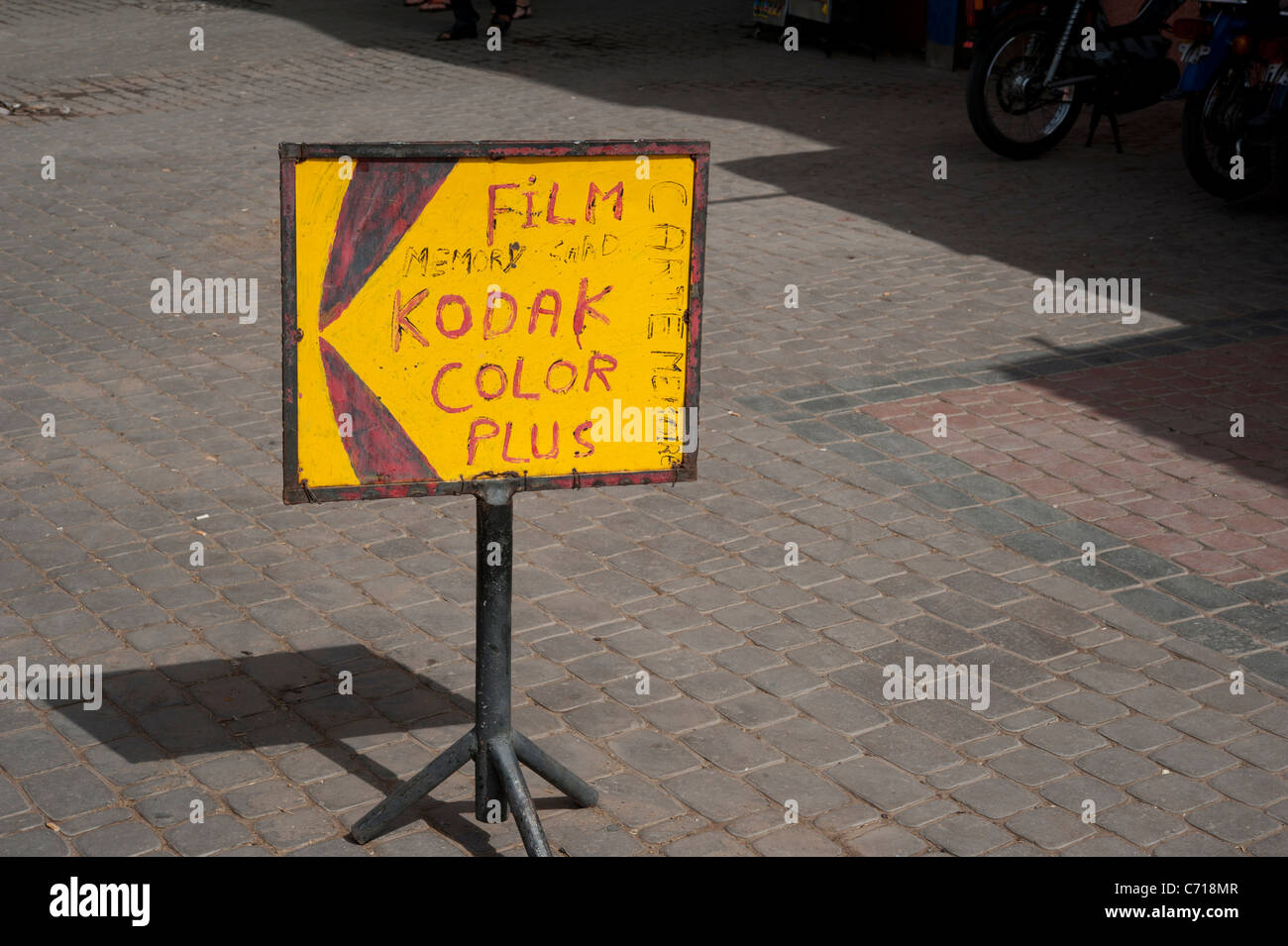 Hand painted Kodak sign, southern souks, medina, Marrakesh, Morocco ...