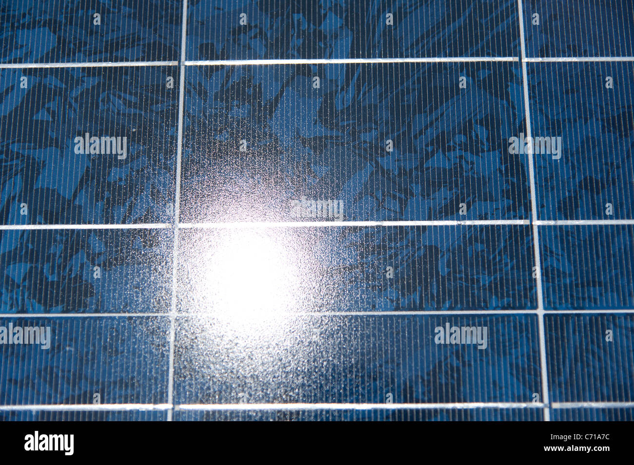 Closeup of photovoltaic panel with sun reflection Stock Photo - Alamy