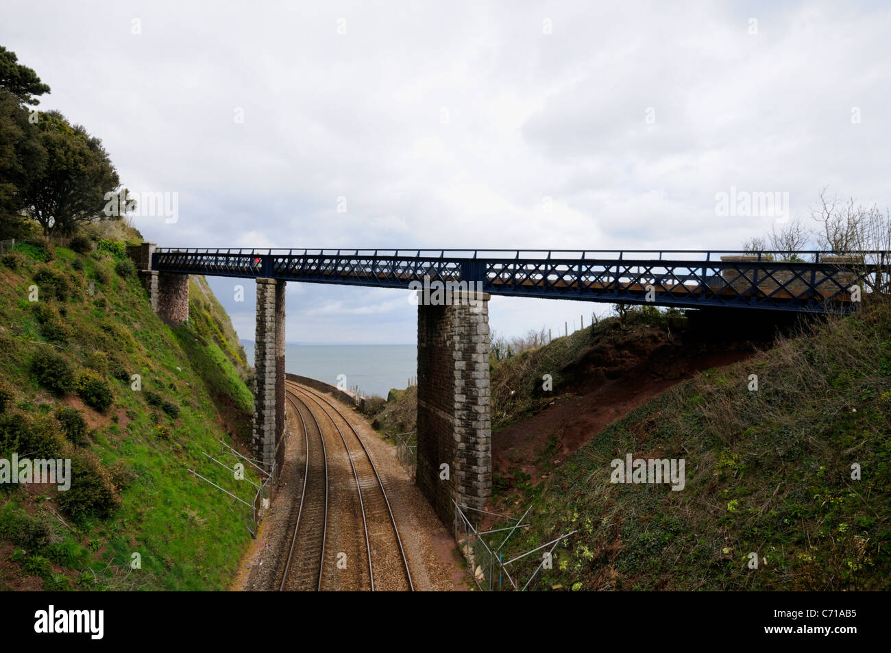 Bridge over Railway Line in Teignmouth, Devon, England Stock Photo - Alamy