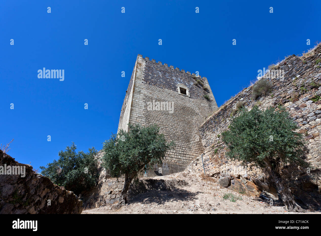 Watchtower of the medieval Castelo de Vide Castle. Castelo de Vide ...