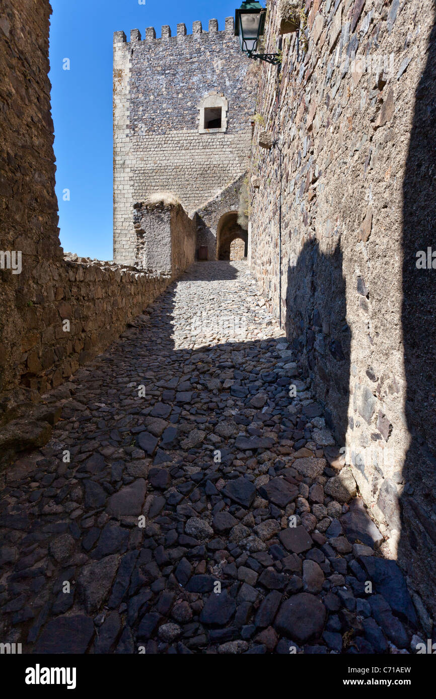 Access ramp to the watchtower of the medieval Castle of Castelo de Vide ...