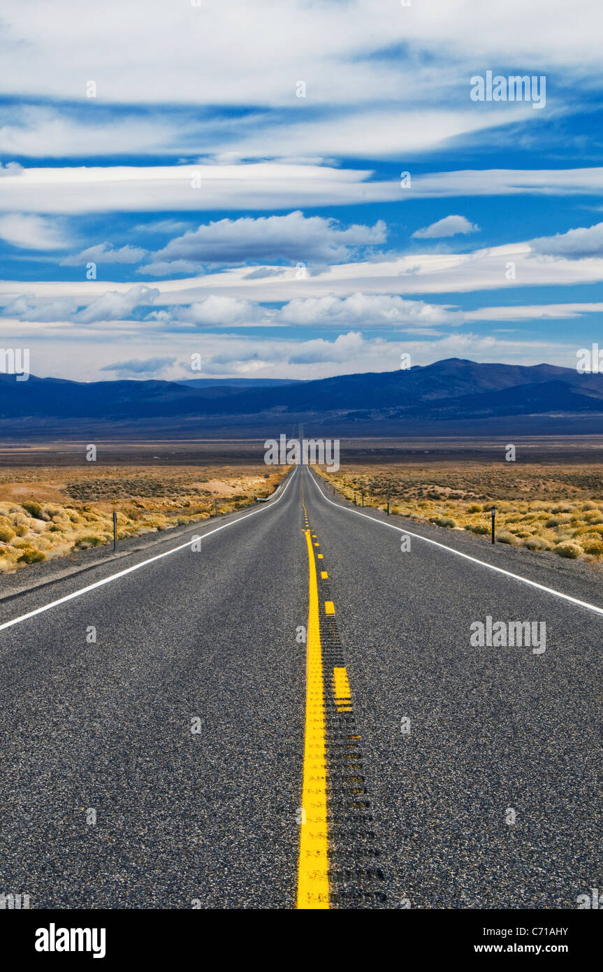 Highway 50, The Loneliest Road in America, disappears into the distance ...
