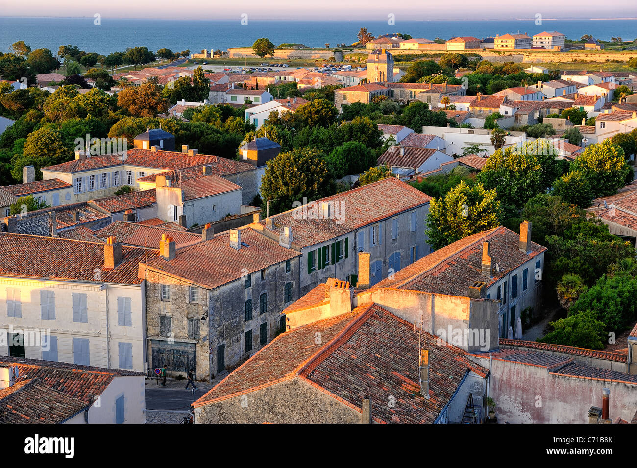 Saint Martin de Ré overview from the church tower, Charente Maritime ...